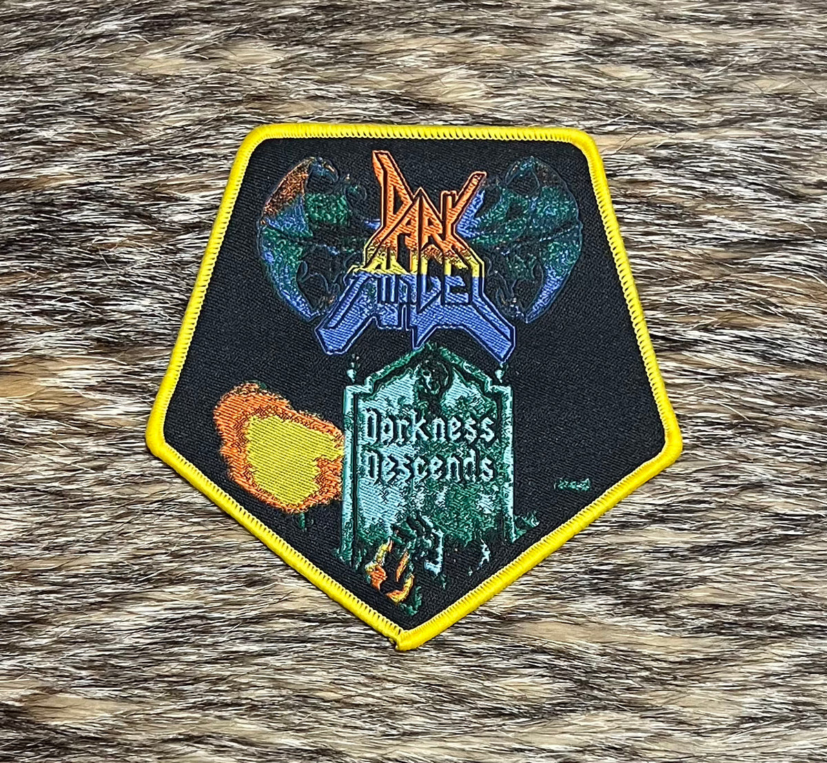 Dark Angel - Darkness Descends Pentagon Patch – Mercian Storm Mailorder